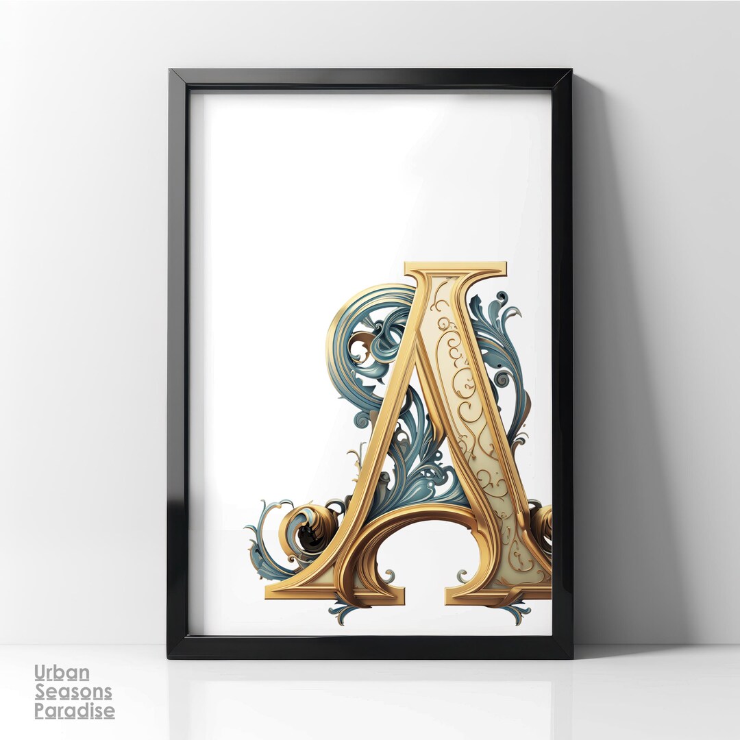 Botanical Letter A Wall Art, Floral Wall Art Letters, Single Initial ...