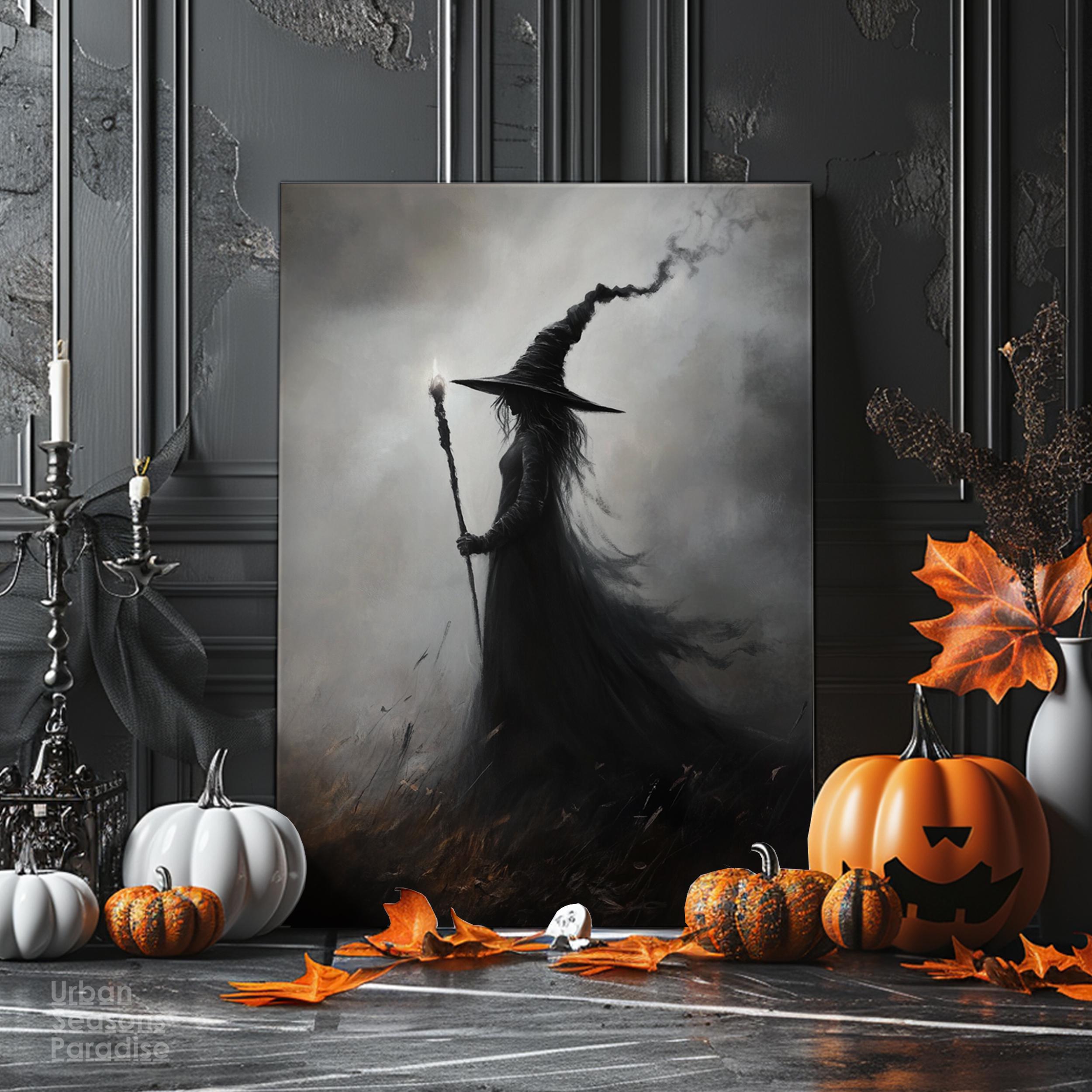 Witchy Victorian Wall Art, Gothic Oil Painting Print, Halloween Witch ...