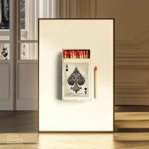 Ace of Spades Wall Art, Retro Matchbox Style Decor, Strike Lucky Trendy ...