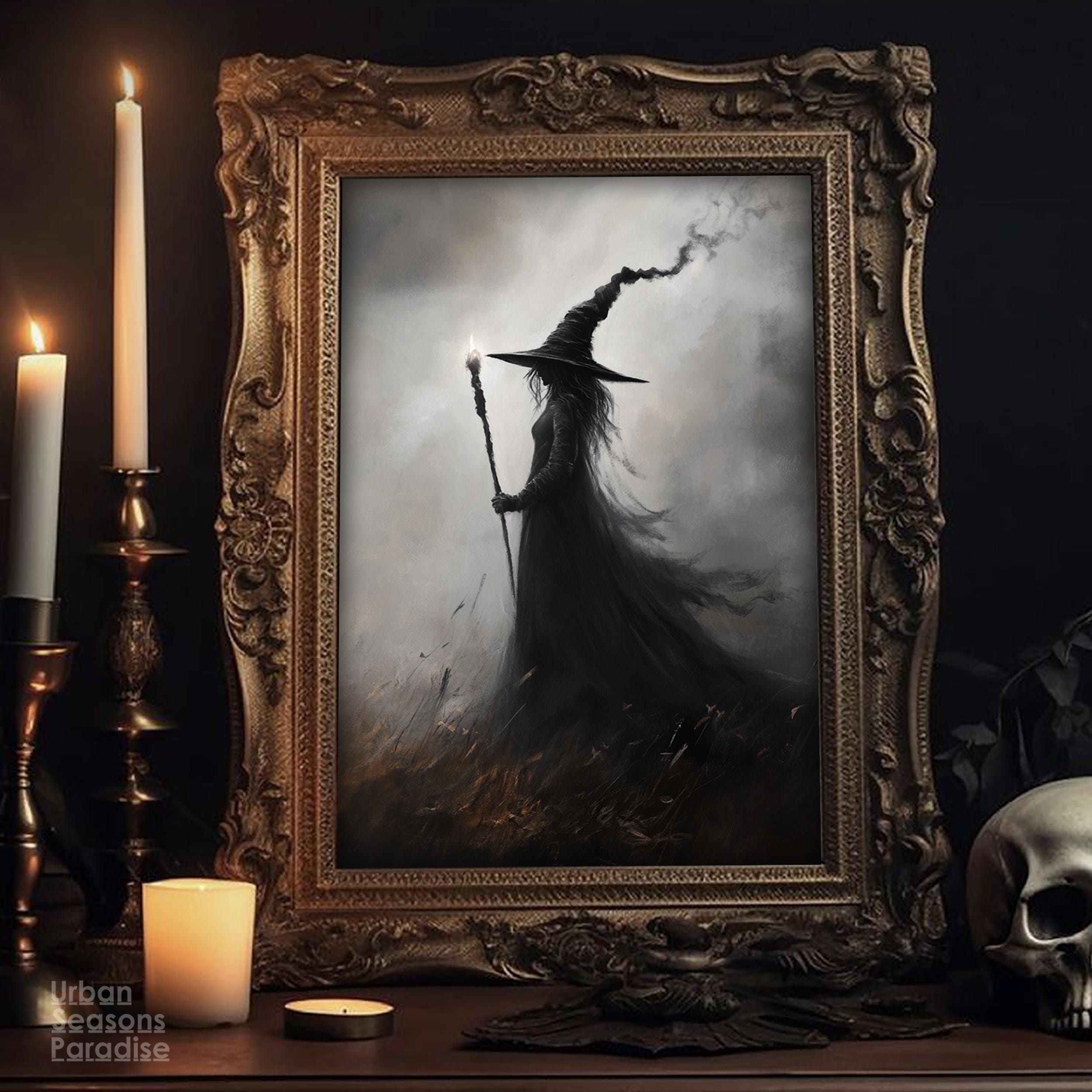Witchy Victorian Wall Art, Gothic Oil Painting Print, Halloween Witch ...