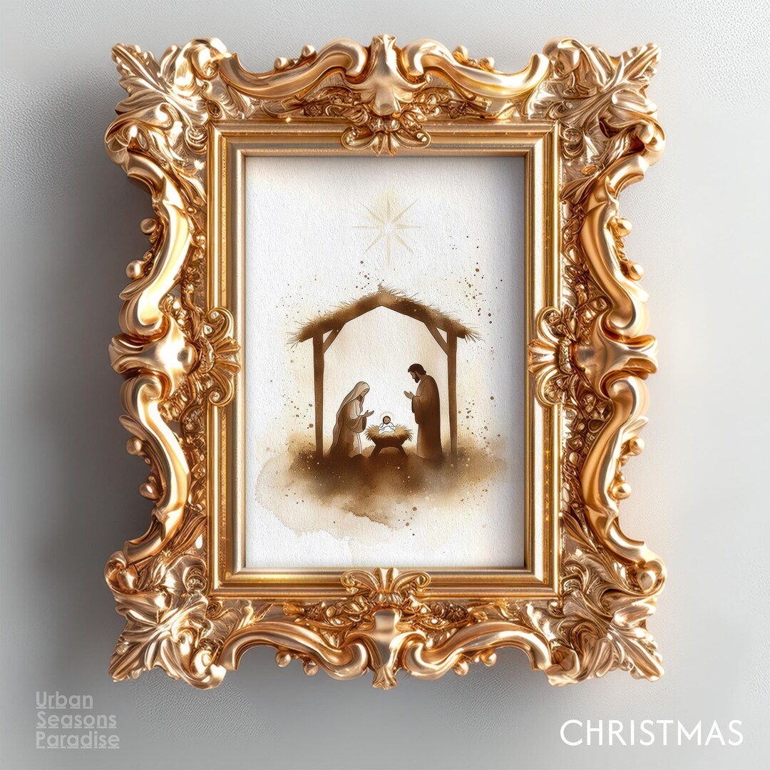 Nativity Scene Wall Art, Jesus Christ Manger, Christian Bible Christmas ...