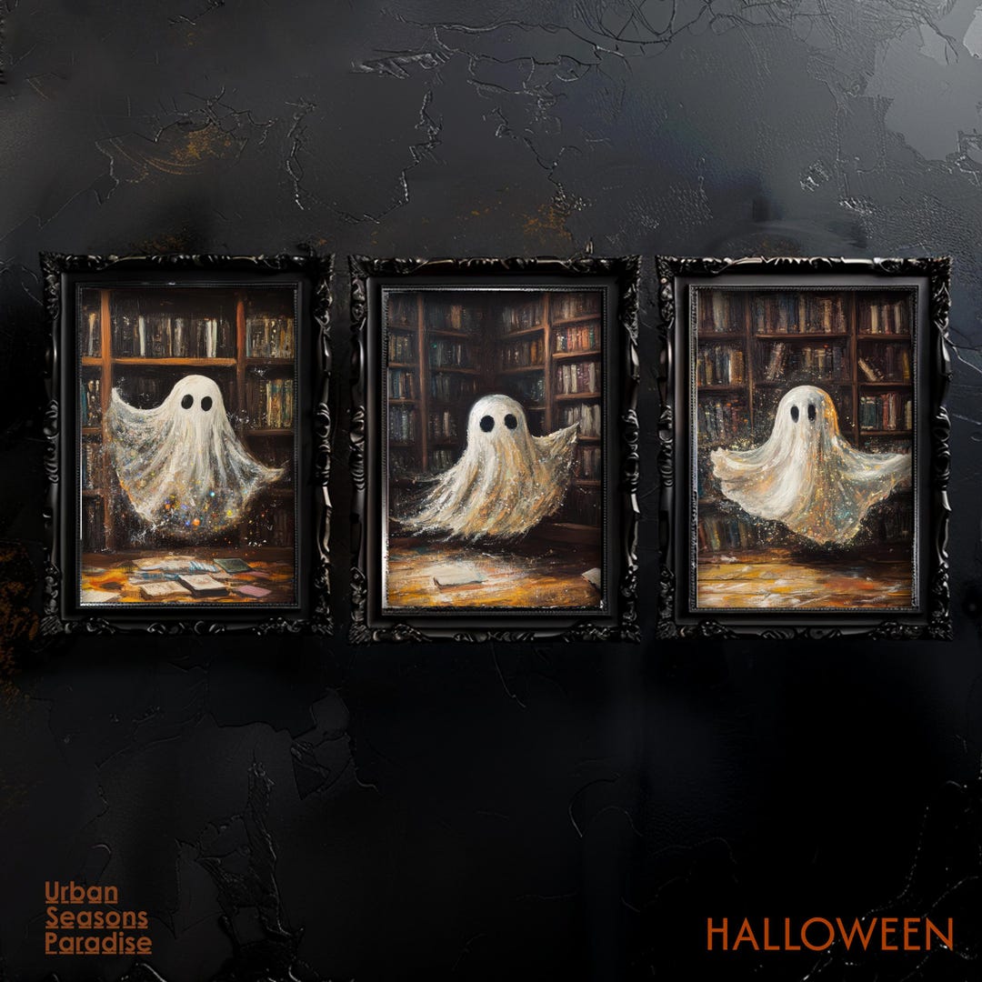 Vintage Library Ghost Print, Disco Ghost Wall Art Decor, Disco ...