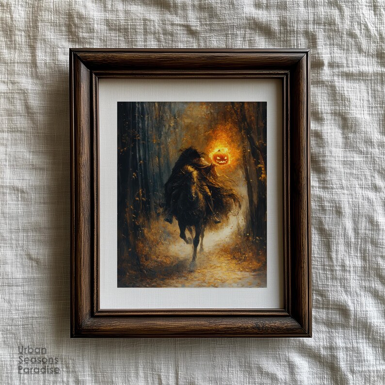 Headless Horseman Wall Art, Gothic Oil Painting, Dark Moody Paint ...