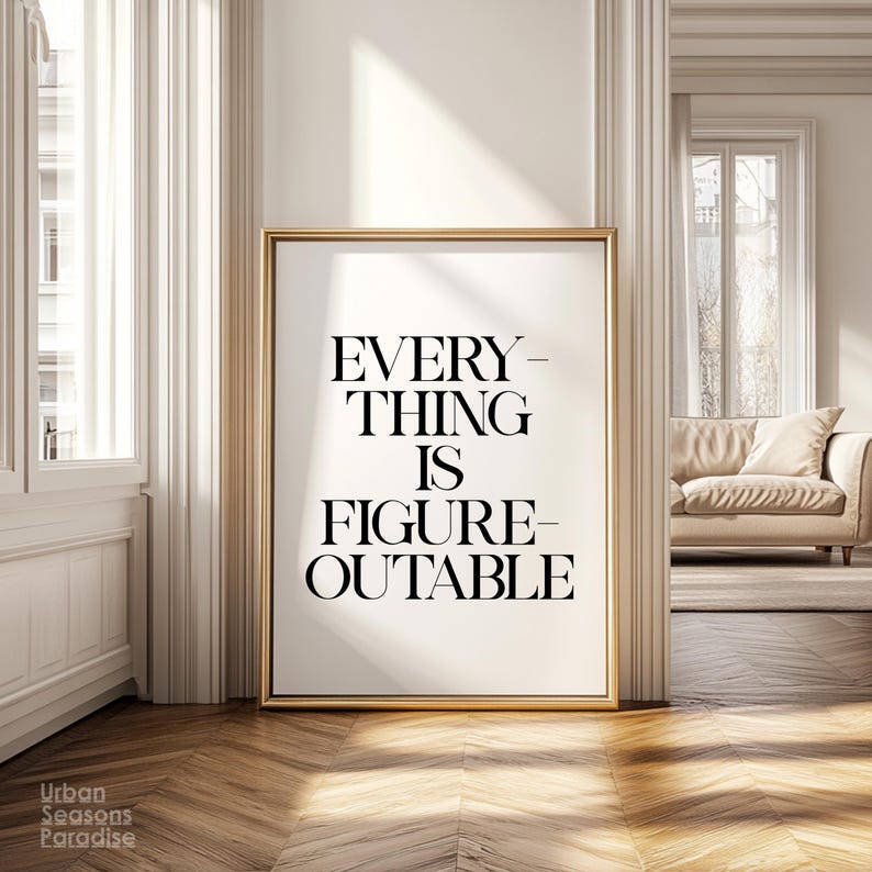 Everything is Figureoutable Affirmation Wall Art, Charming Trendy Quote ...