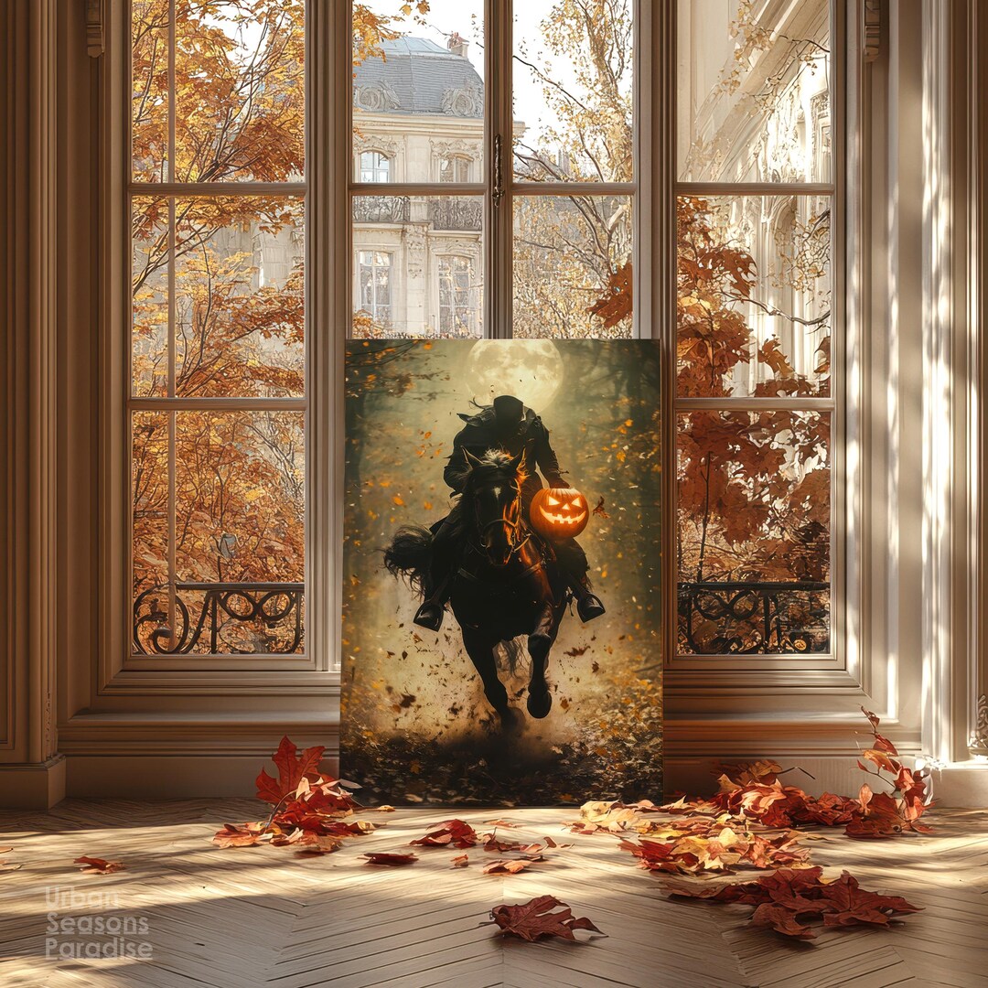 Headless Horseman Wall Art, Gothic Oil Painting, Dark Moody Paint ...