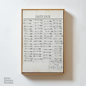 Vintage Library Card Wall Art, Retro Book Date Due Card Print, Antique ...