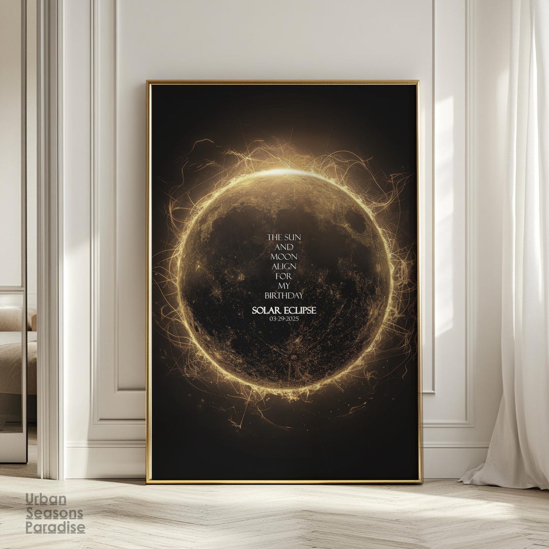 2025 My Birthday Solar Eclipse Wall Art, Lunar Eclipse Poster, Trendy ...