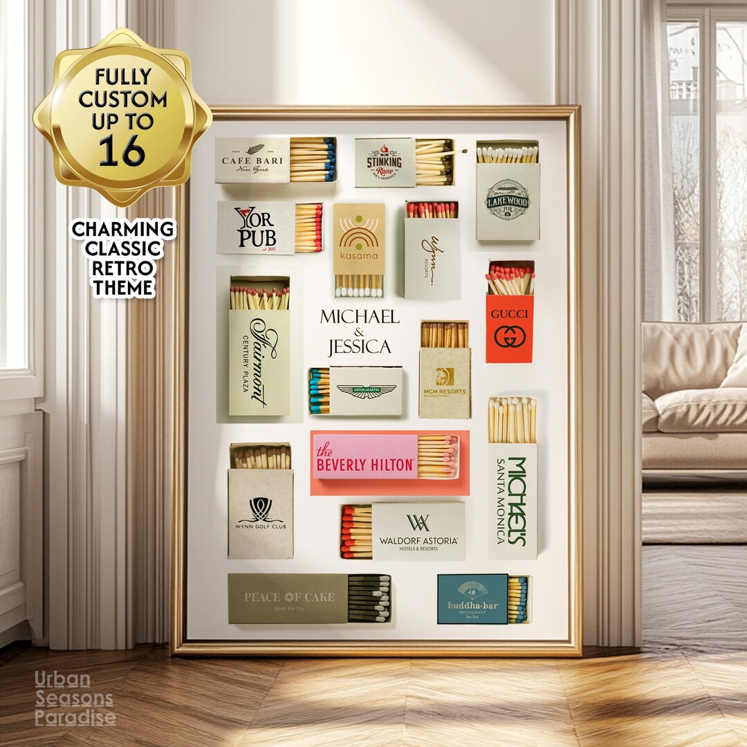 Custom Matchbook Print, Charming Classic Retro Matchbook Wall Art ...