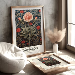 January Birth Flowers Art Print, Carnation Birthday Family Gift, Birth ...