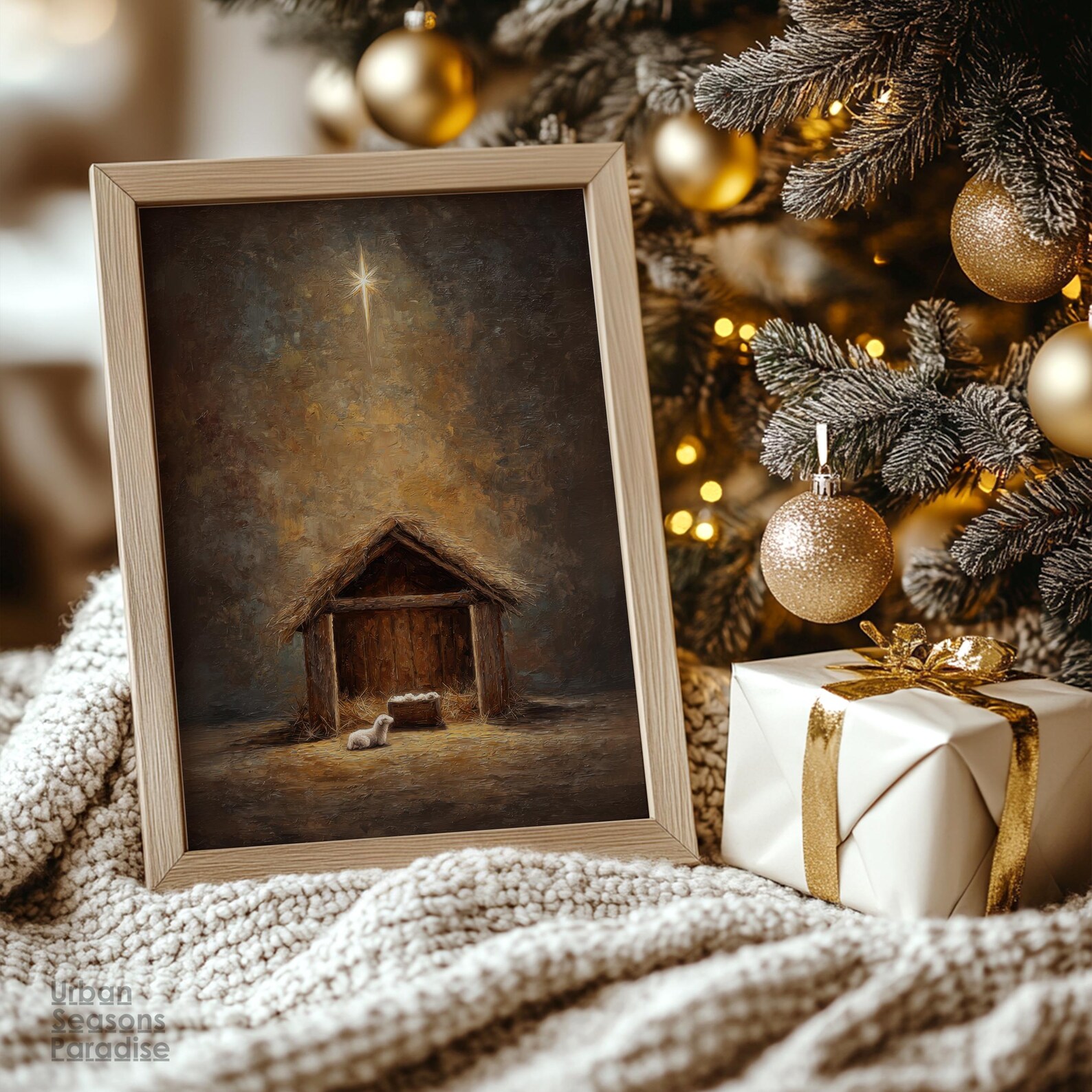Rustic Nativity Scene Wall Art, Jesus Christ Manger, Bible Christmas ...