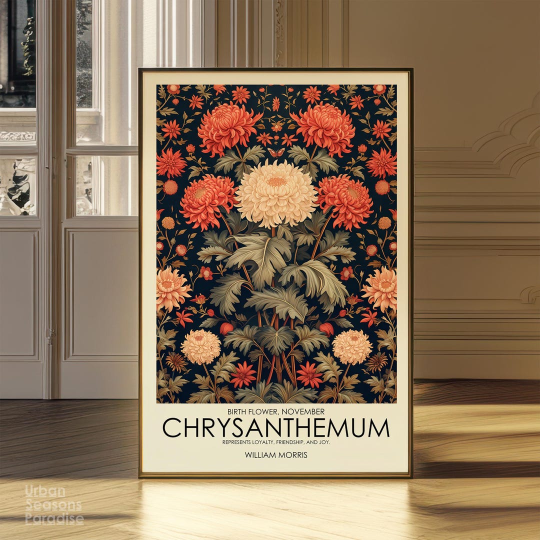November Birth Flowers Art Print, Chrysanthemum Birthday Family, Birth ...