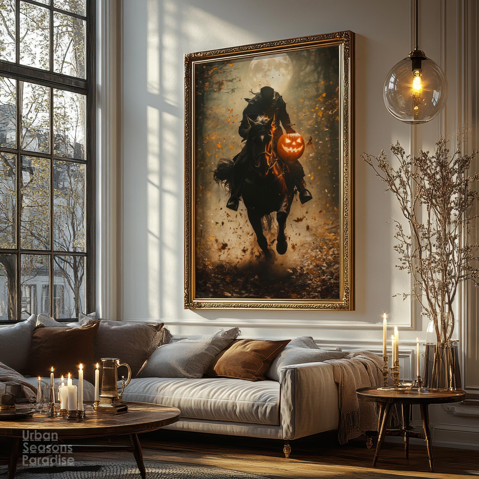 Headless Horseman Wall Art, Gothic Oil Painting, Dark Moody Paint ...