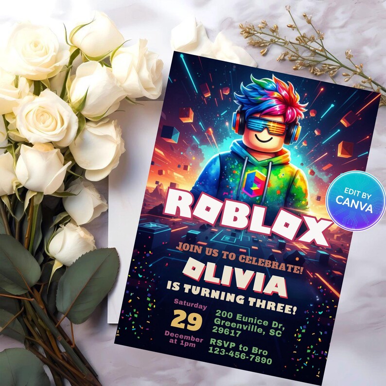 Roblox Birthday Party Invitation, Editable Roblox Invite for Kids ...