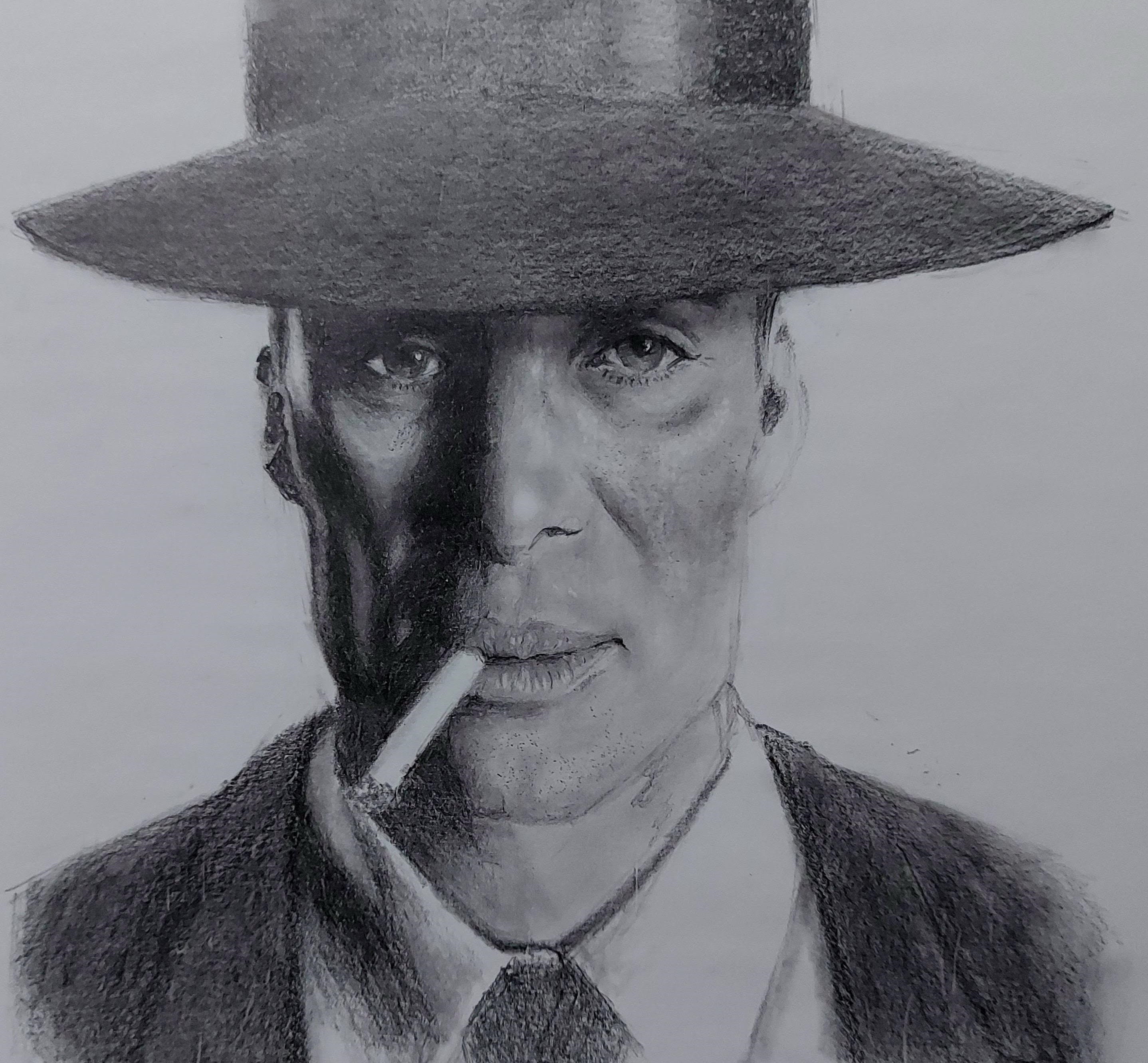 Oppenheimer pencil Drawing Artwork - Etsy