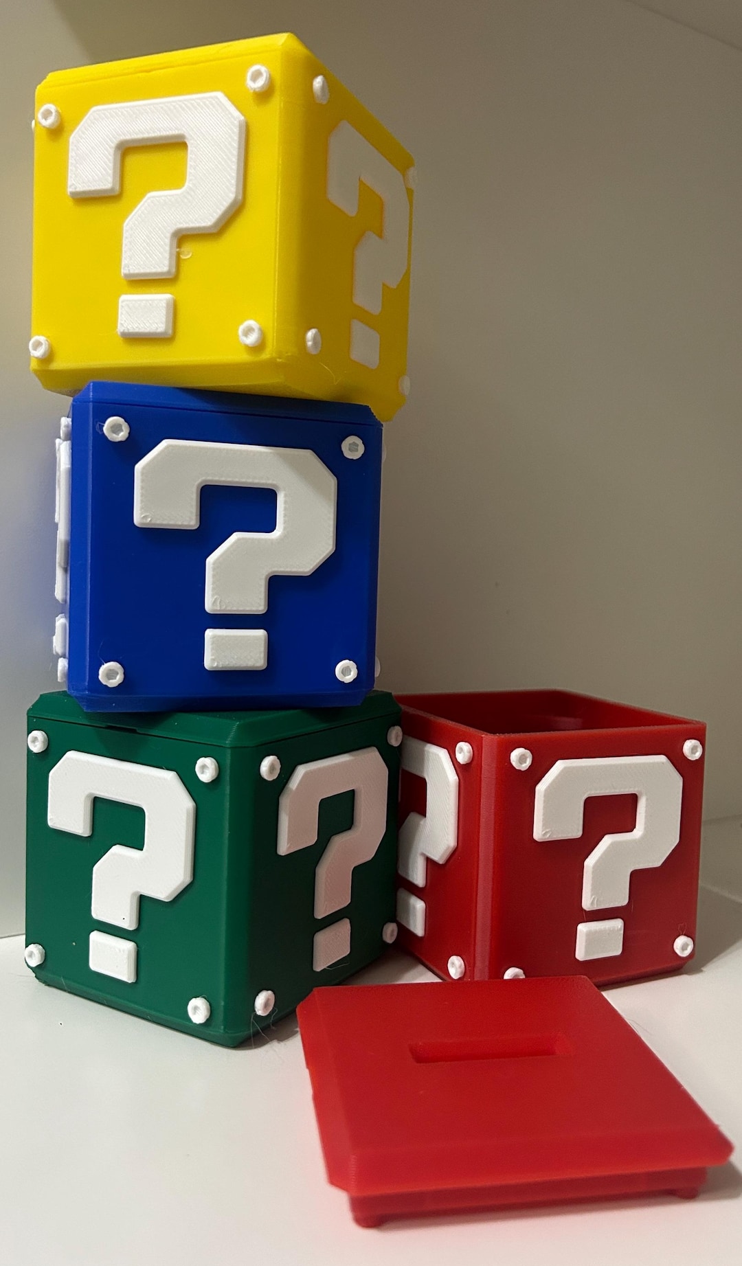 3D Printed Mario Question Block Piggy Bank - Magnetic Lid - Etsy