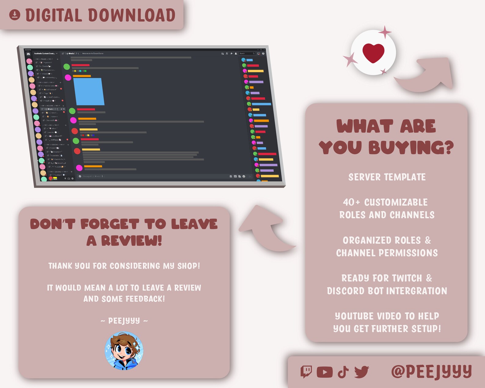 Vanilla Aesthetic Streamer & Content Creator Discord Server Template ...
