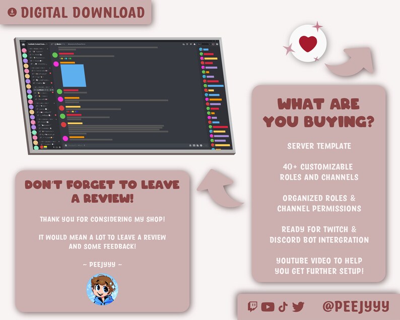 Vanilla Aesthetic Streamer & Content Creator Discord Server Template ...