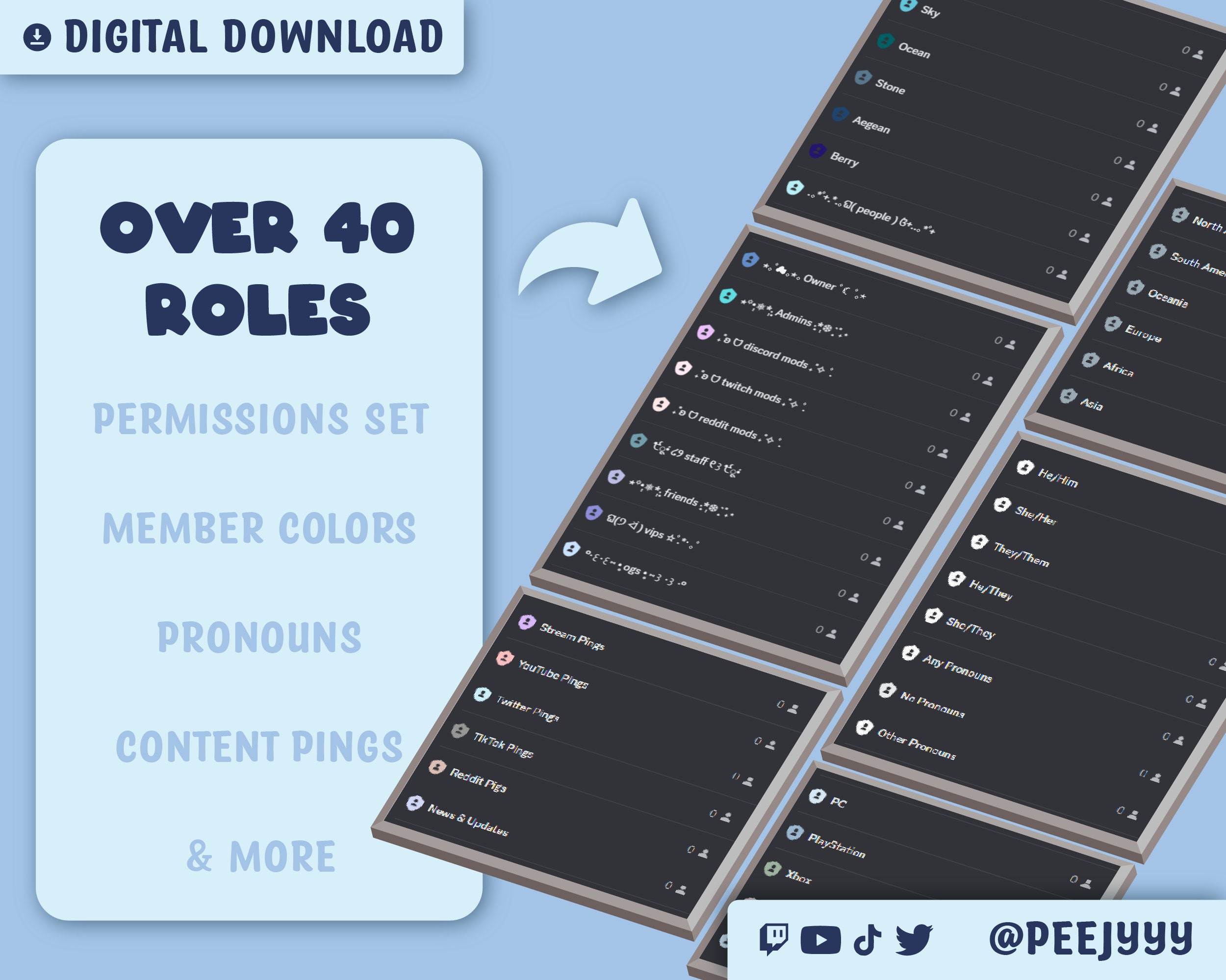 Blue Aesthetic Streamer & Content Creator Discord Server Template ...