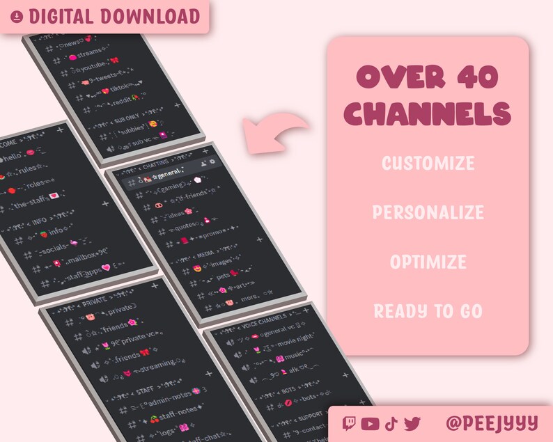 Pink Aesthetic Streamer & Content Creator Discord Server Template ...
