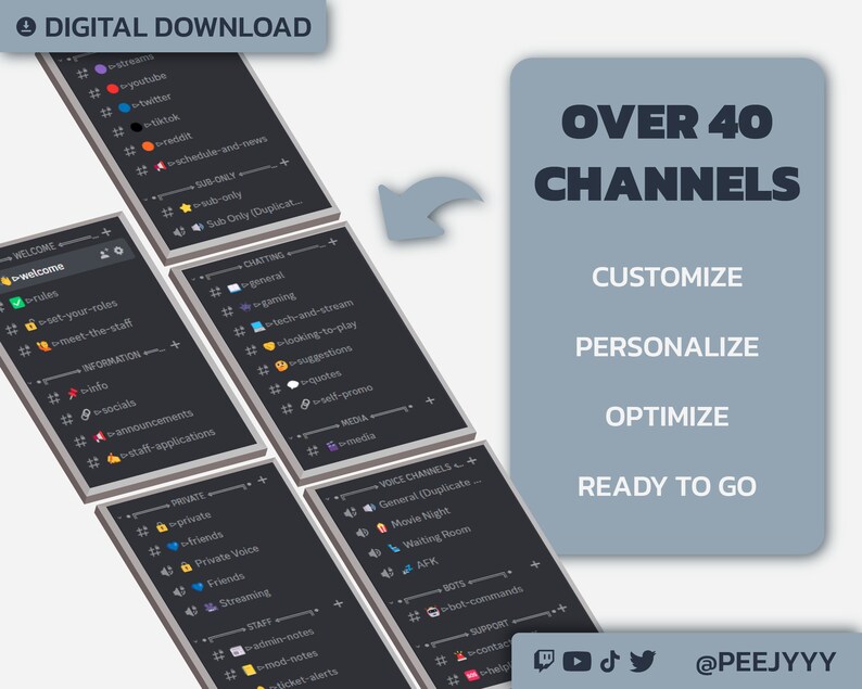 Simplistic Streamer & Content Creator Discord Server Template - Great ...