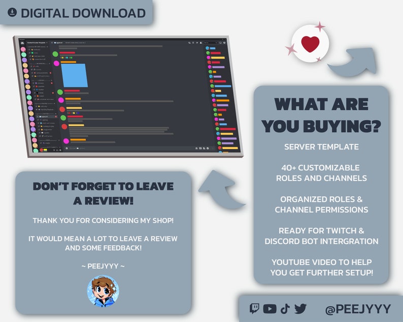 Simplistic Streamer & Content Creator Discord Server Template - Great ...