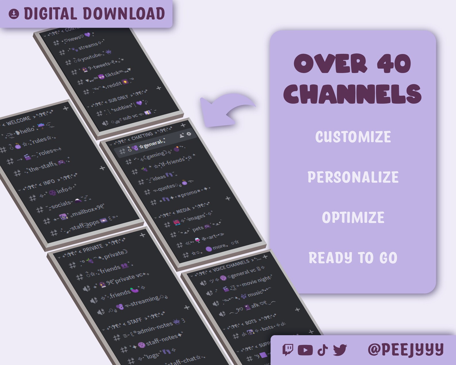 Purple Aesthetic Streamer & Content Creator Discord Server Template ...
