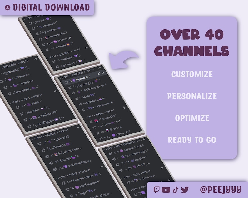 Purple Aesthetic Streamer & Content Creator Discord Server Template ...