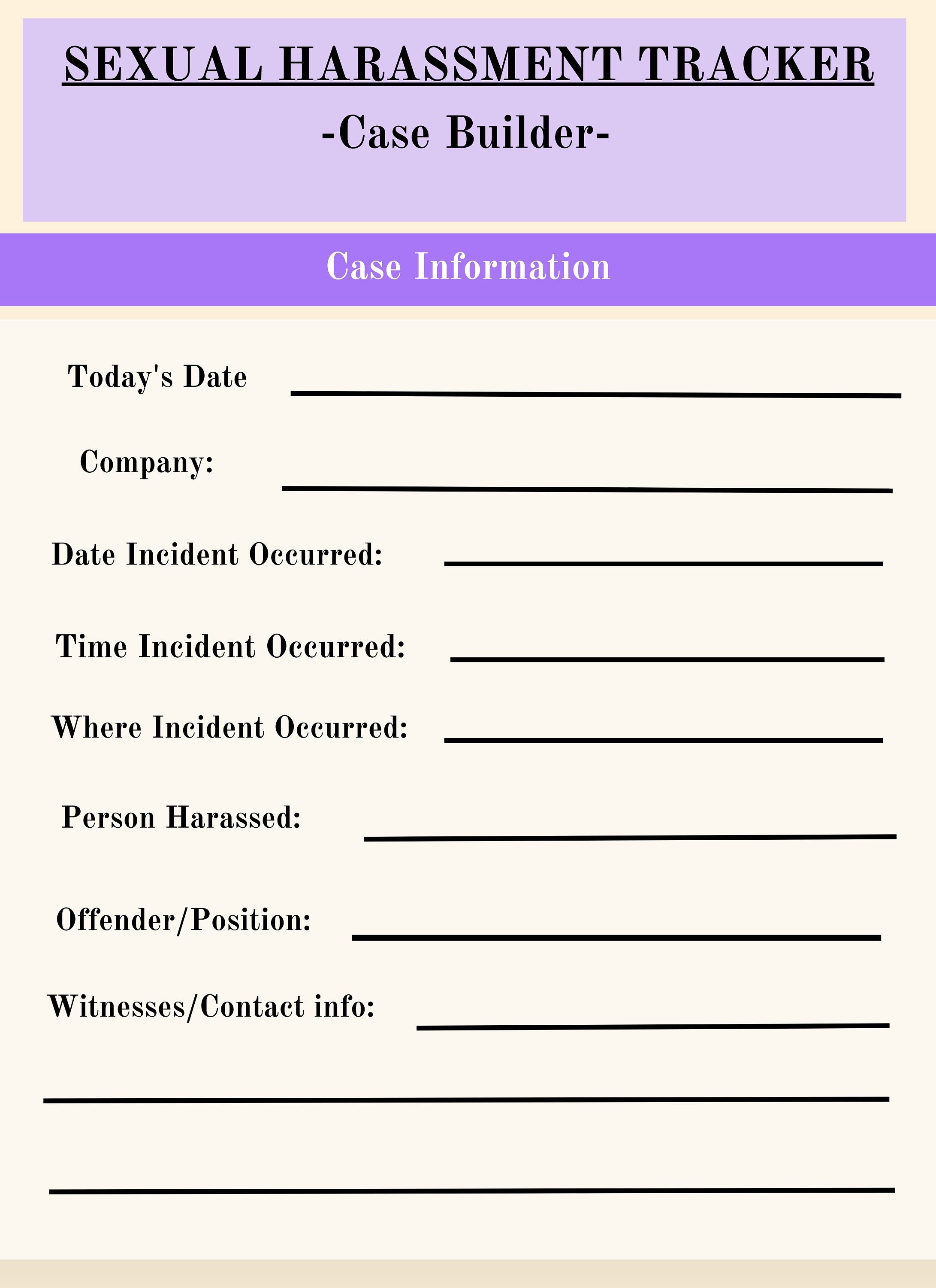 Harassment Complaint Form Employee Template Sexual Harassment Tracker ...