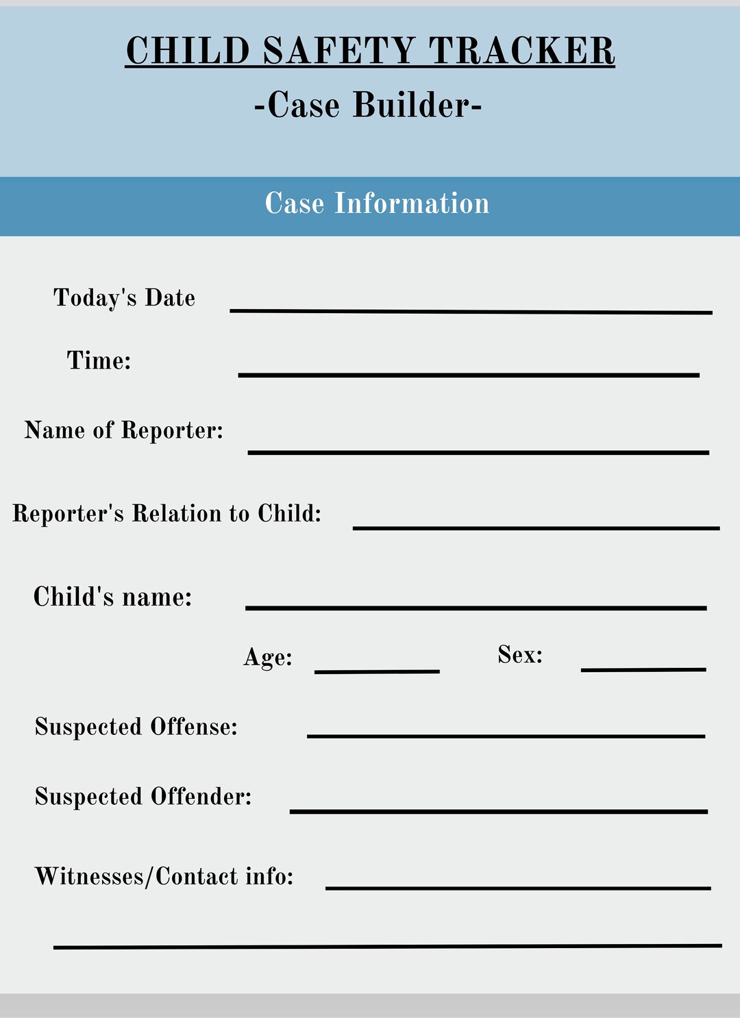 Child Safety Form Tracker for Kids in Home Daycares Preschools and ...