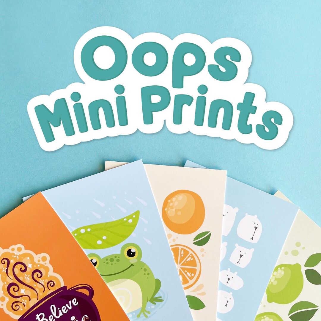 Oops Mini Print Mystery Pack | Oopsie Art Print Grab Bag | Five Random B-grade & Discontinued ...