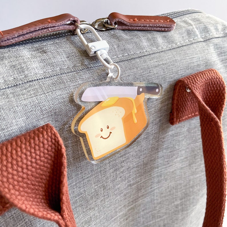 Cute Bread With Knife Keychain | Loaf Keychain | Double-sided Acrylic ...