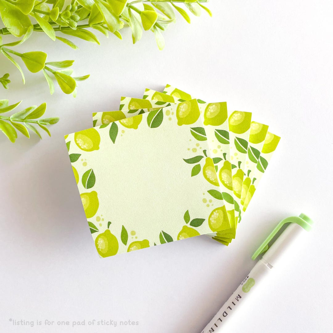 Fruity Fun Lime Sticky Notes | Cute Summer Fruit Sticky Notes | Cute ...