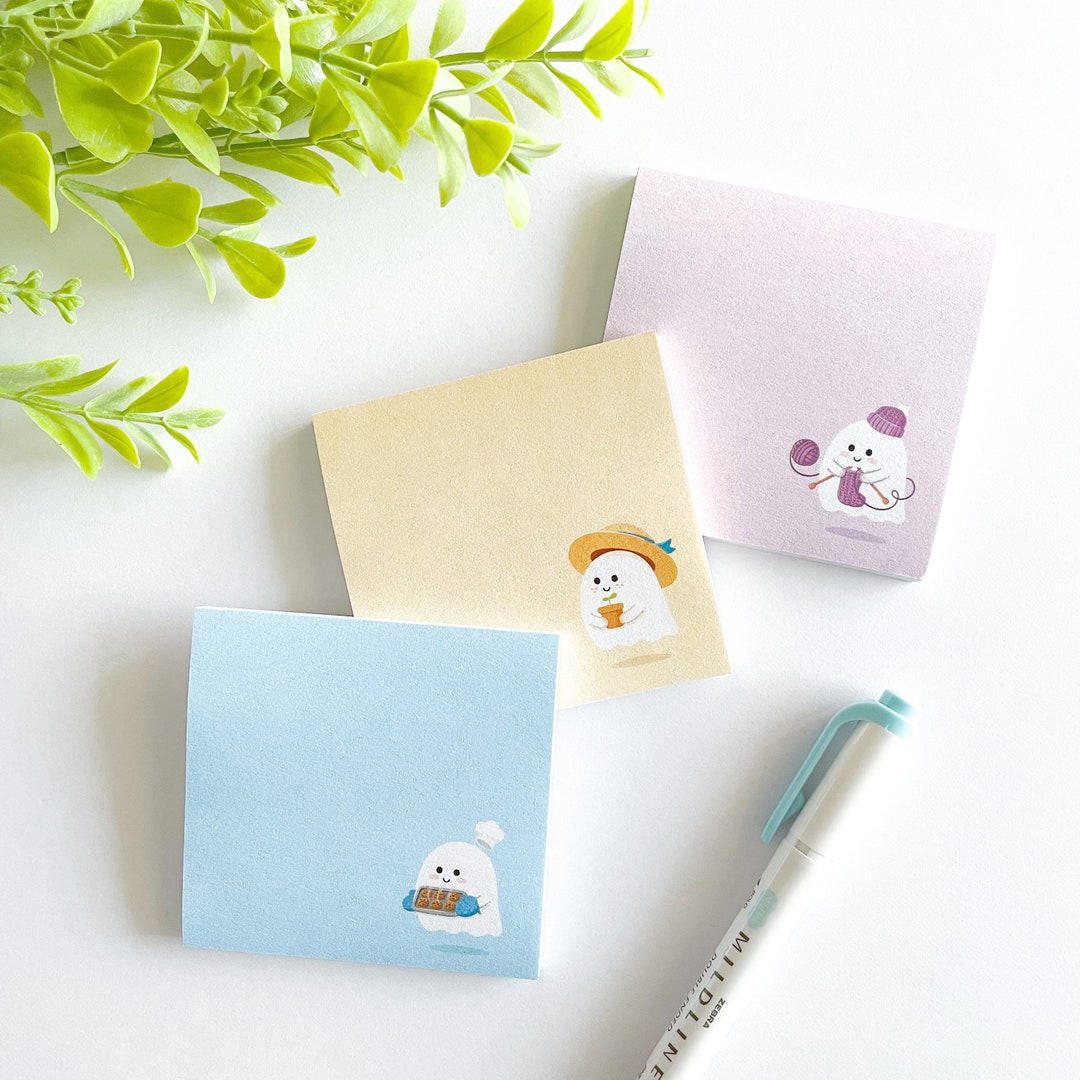 Spooky Ghost Sticky Notes Cute Ghost Sticky Notes Knitter, Baker ...