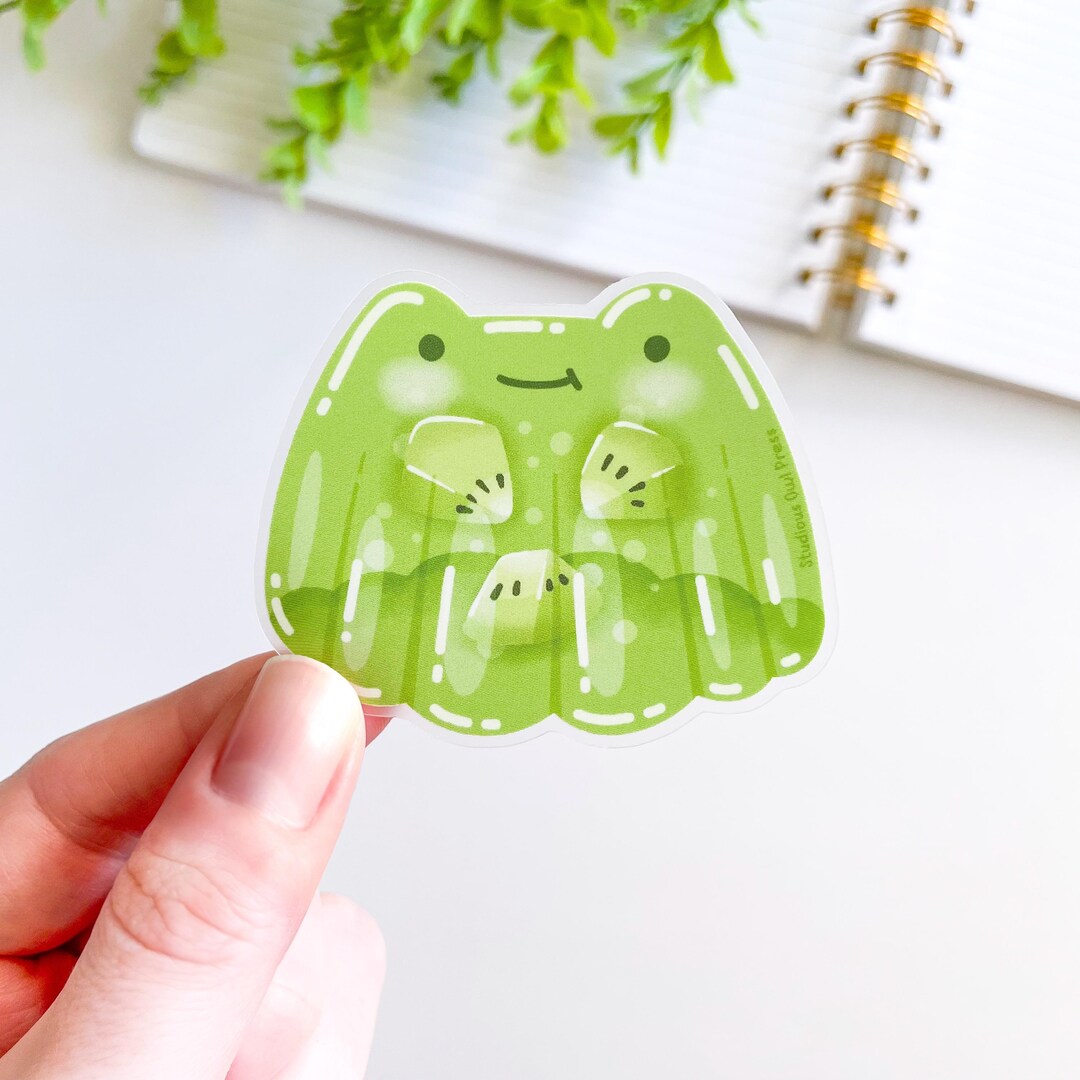 CLEAR Kiwi Jelly Frog Sticker | Cute Green Jello Mold Sticker | Gelatin ...