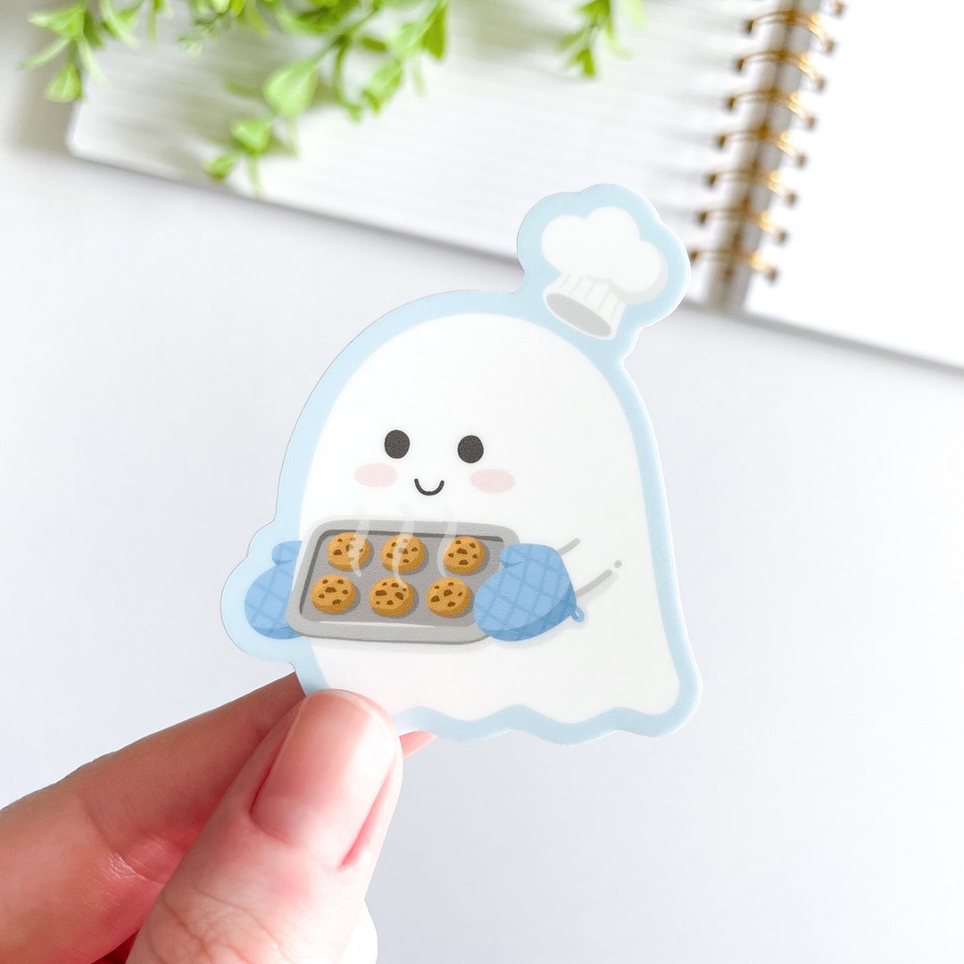 Spooky Baker Sticker | Cute Baking Ghost Sticker | Waterproof Matte ...