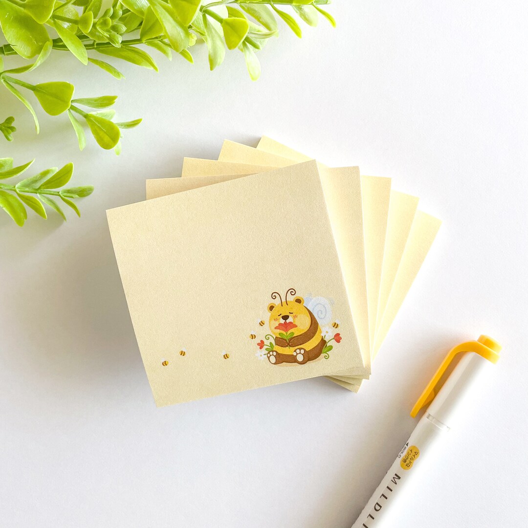 Bee Bear Sticky Notes Cute Bear Sticky Notes Cute Animal Memo Pad Cute ...