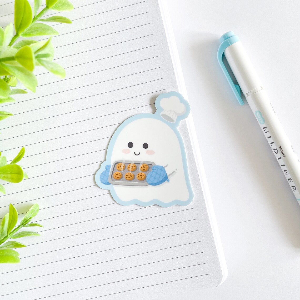 Spooky Baker Sticker | Cute Baking Ghost Sticker | Waterproof Matte ...