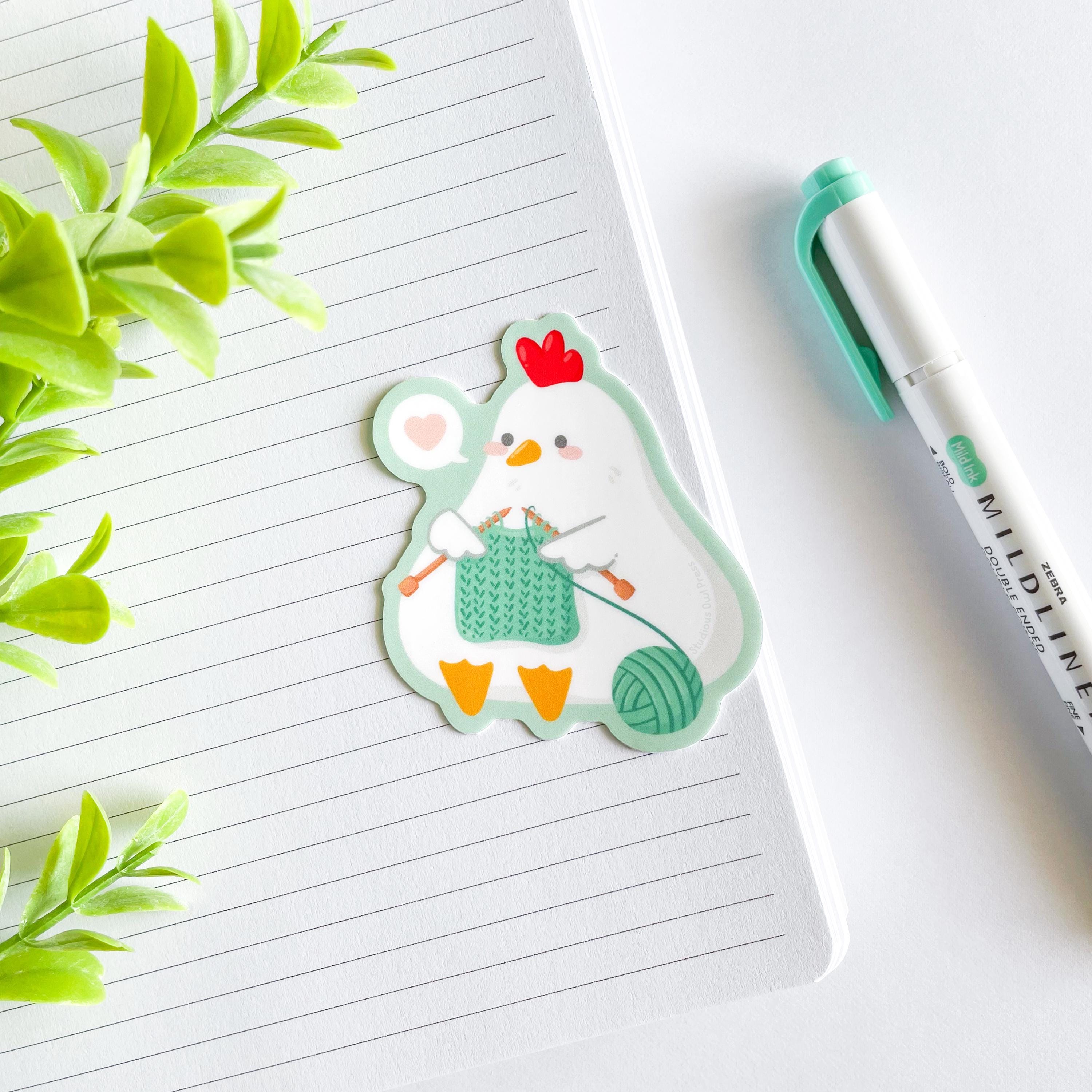 Knitting Chicken Sticker | Cute Chicken Sticker | Waterproof Matte ...
