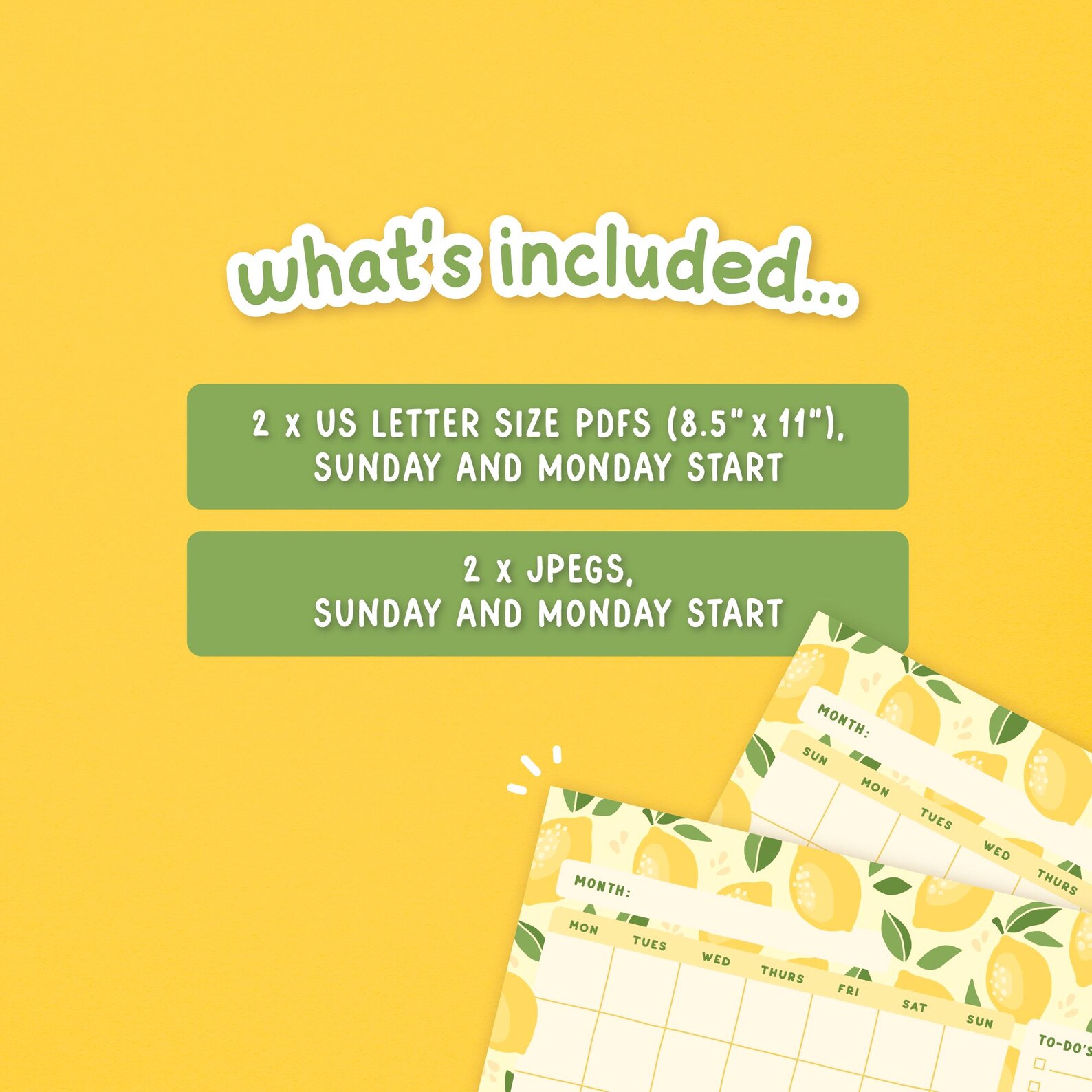 Digital & Printable Blank Monthly Calendar | Lemons | 8.5" X 11 ...