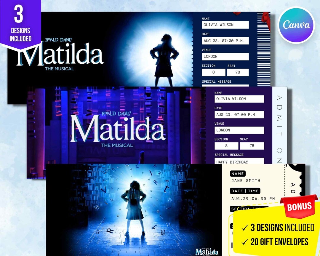Printable Matilda Broadway Surprise Ticket Matilda Ticket - Etsy
