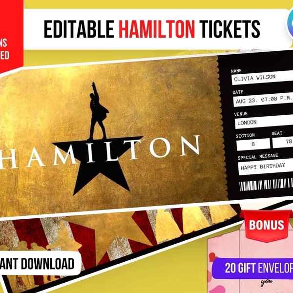 Printable Hamilton Musical Ticket - Etsy