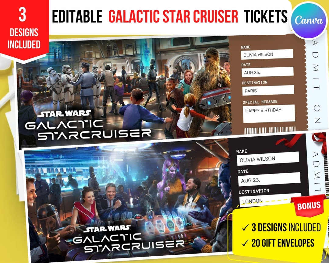 Printable Galactic Star Cruiser Surprise Gift Ticket. Editable - Etsy