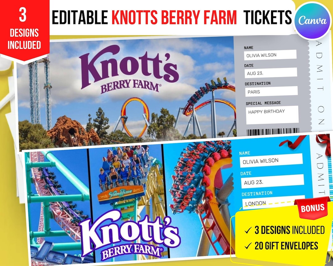 Printable Knotts Berry Farm Surprise Gift Ticket. Editable - Etsy