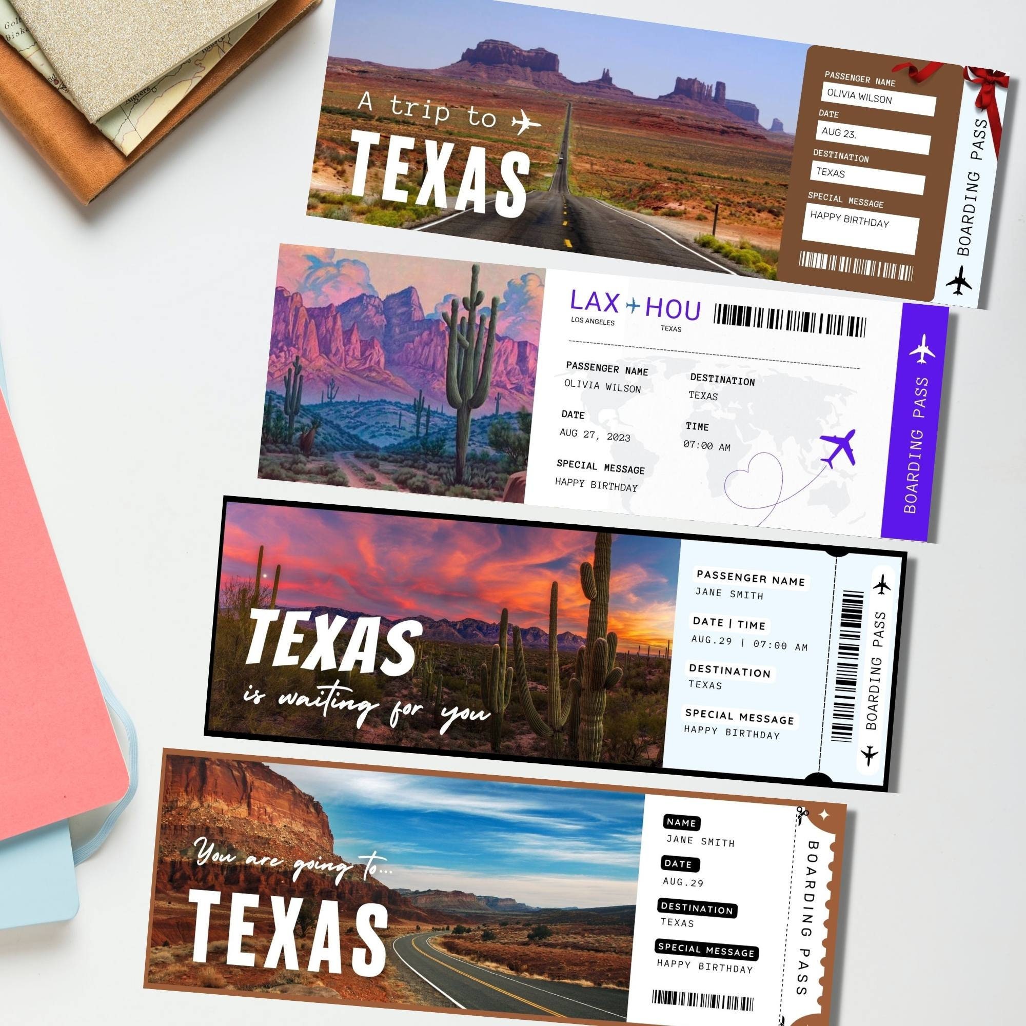 Editable Texas Boarding Pass Printable Personalized DIY - Etsy
