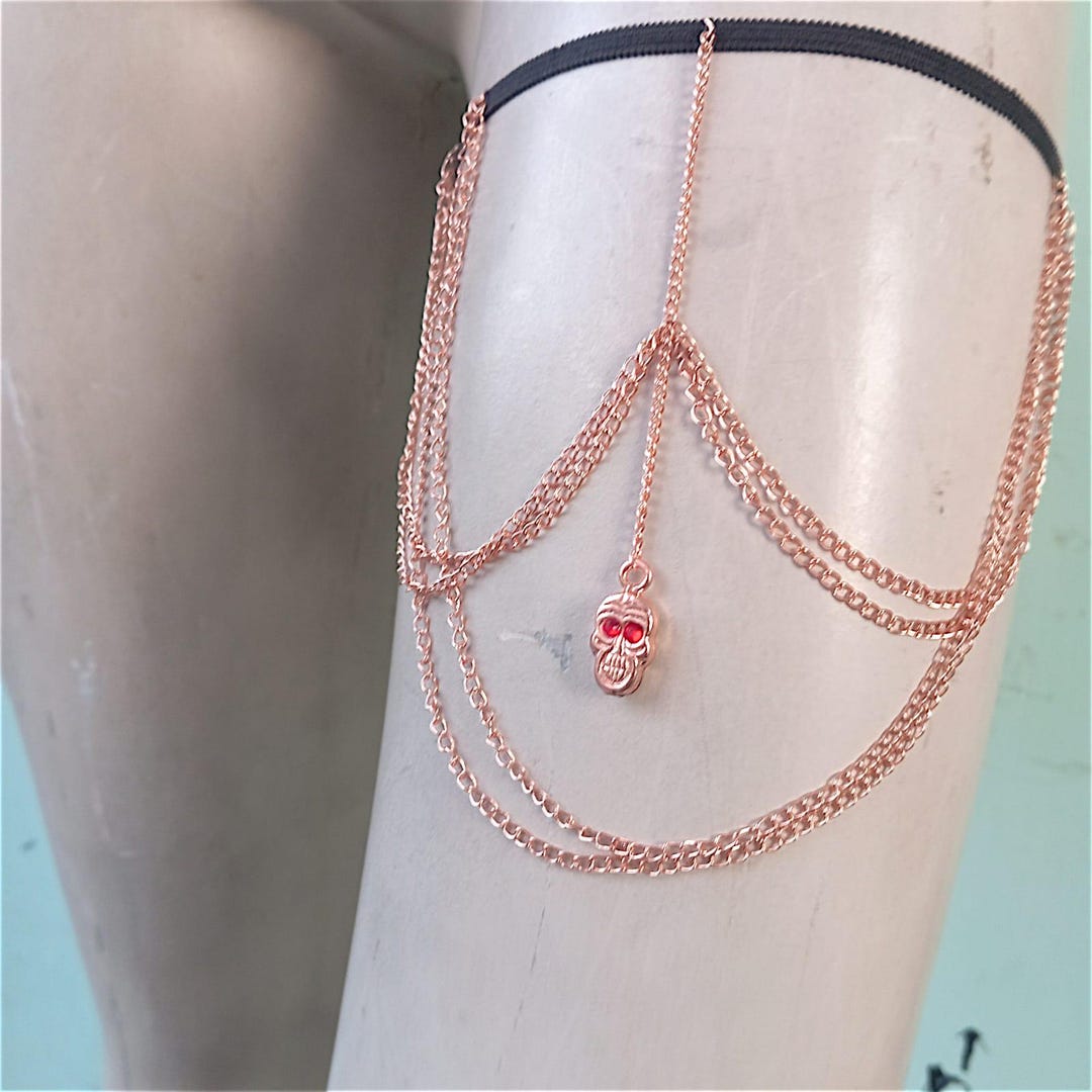 Rose Gold Skull Thigh Chain: Gothic Leg Garter Jewelry - Etsy