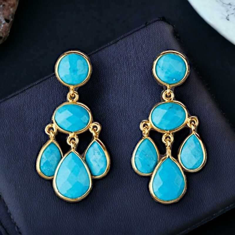 Turquoise Chandelier Earrings - Etsy UK
