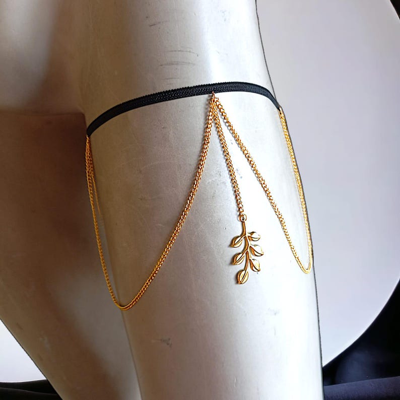 Gold Leaf Thigh Chain: Boho Leg Garter Body Chain Jewellery - Etsy