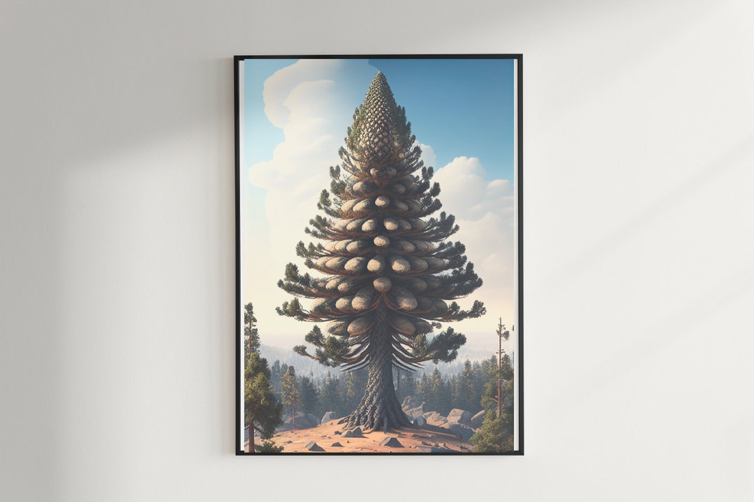 Printable Pine Tree Cone Tree Megafauna Wall Art Background Various ...