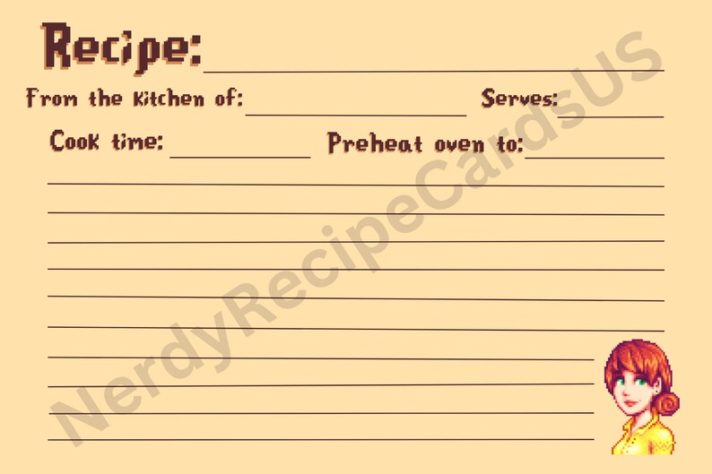 Stardew Valley Villagers Recipe Cards - Etsy