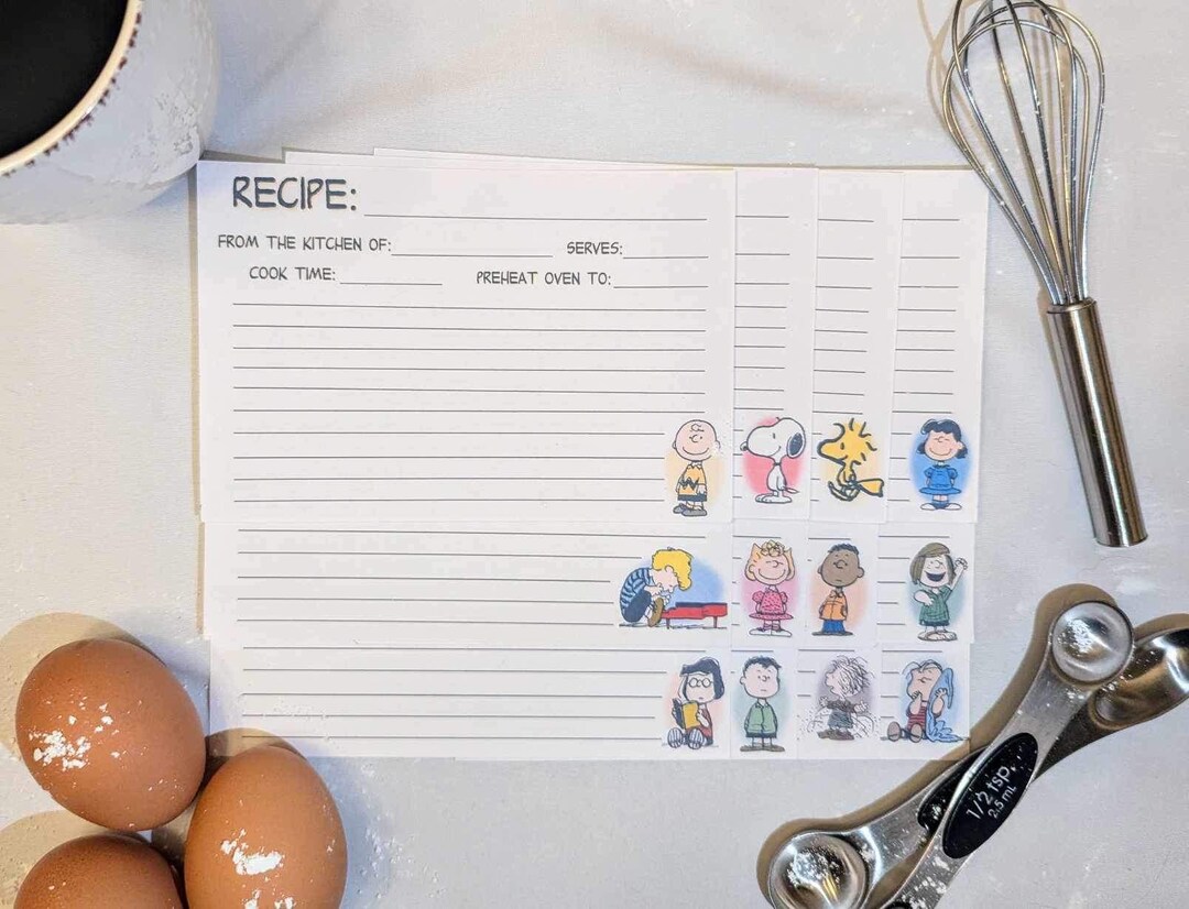 Peanuts (charlie Brown) Recipe Cards - Etsy